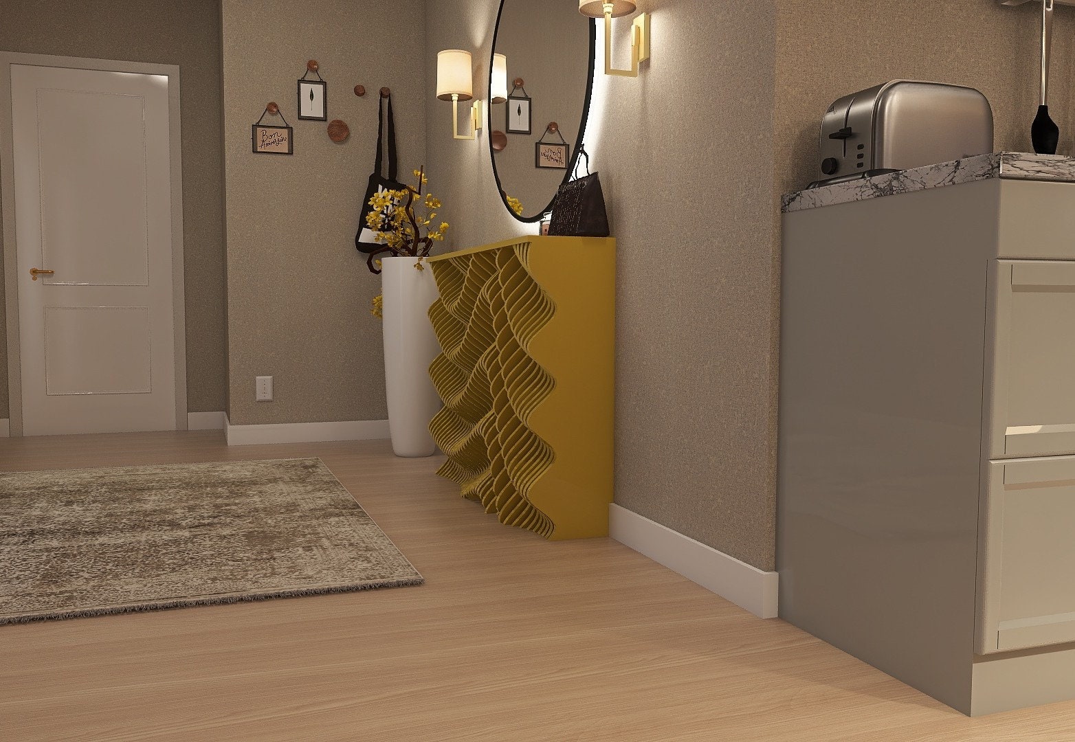 Entryway Modern Yellow Console Table, Modern Home Console, Large and ...