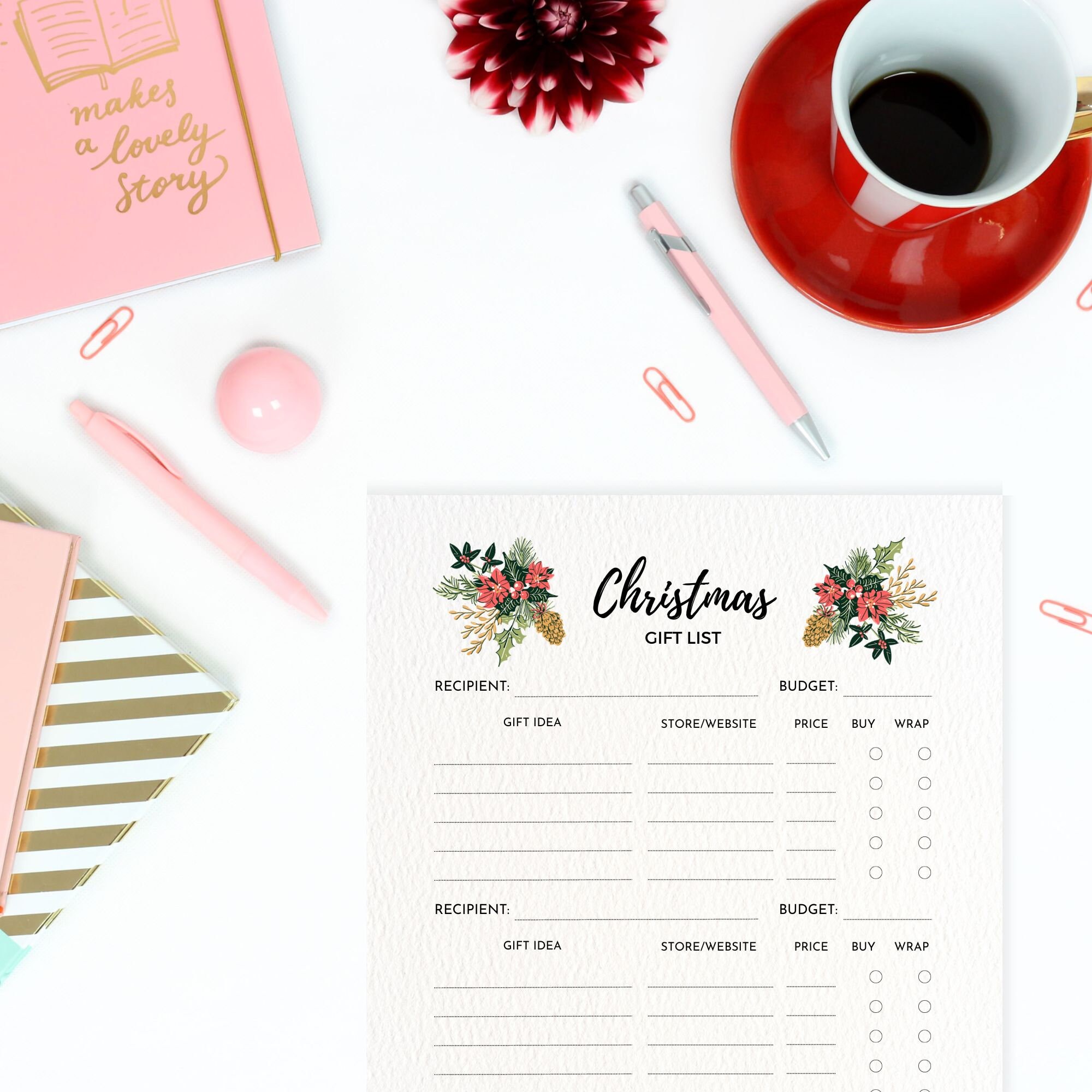 PRINTABLE CHRISTMAS LIST, Christmas Gift List, Gift Planning List ...