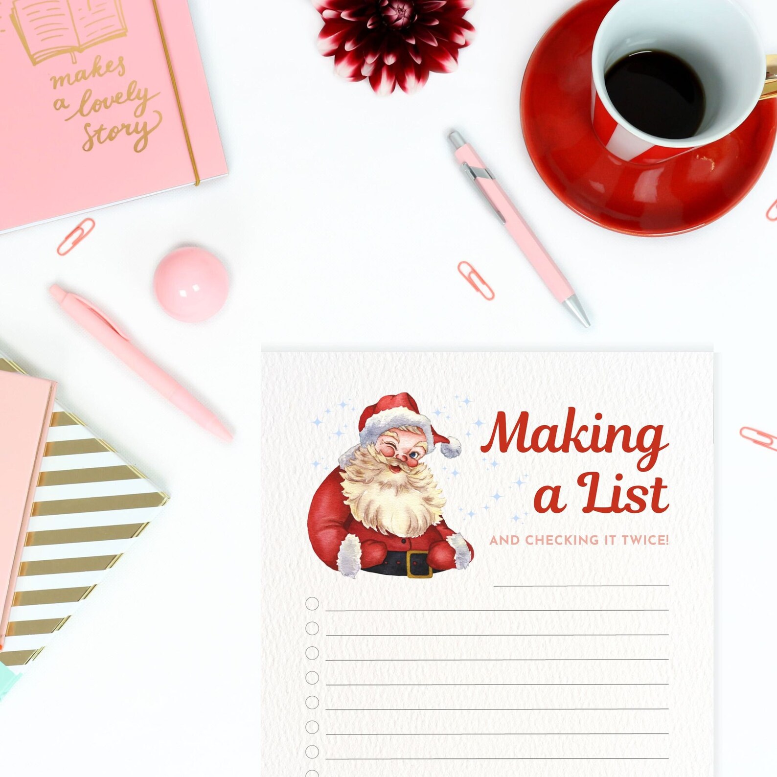 VINTAGE SANTA CHECKLIST, Christmas to Do List, Xmas Wish List, Holiday ...
