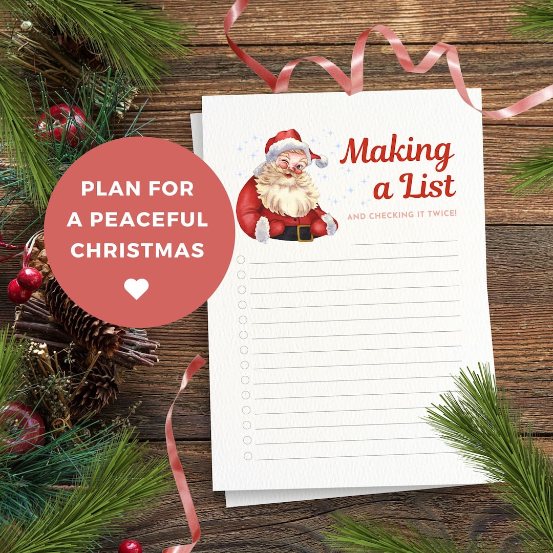 VINTAGE SANTA CHECKLIST, Christmas to Do List, Xmas Wish List, Holiday ...