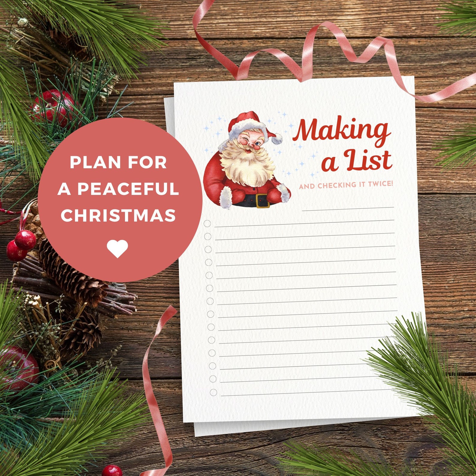 VINTAGE SANTA CHECKLIST, Christmas to Do List, Xmas Wish List, Holiday ...