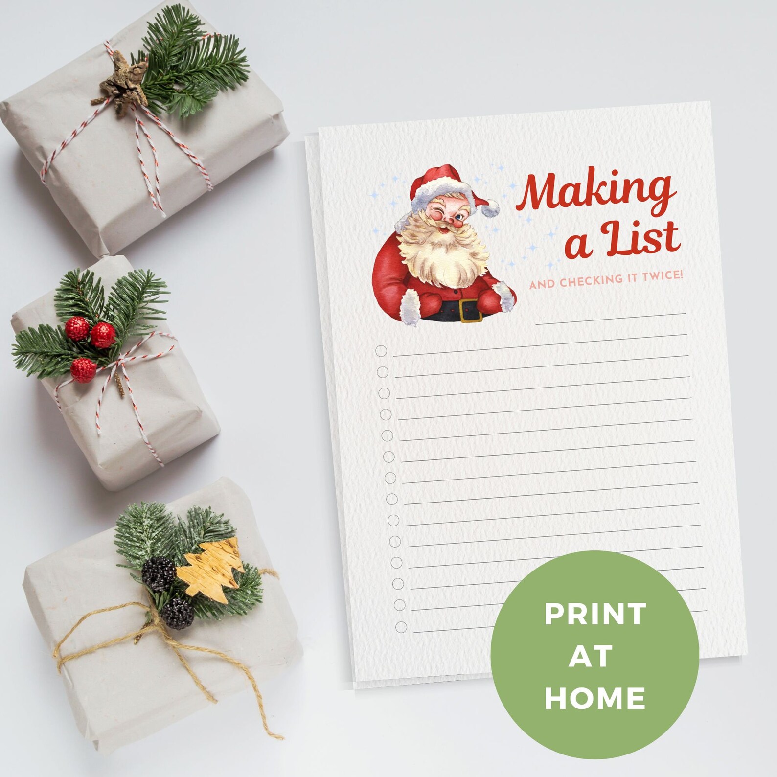 VINTAGE SANTA CHECKLIST, Christmas to Do List, Xmas Wish List, Holiday ...