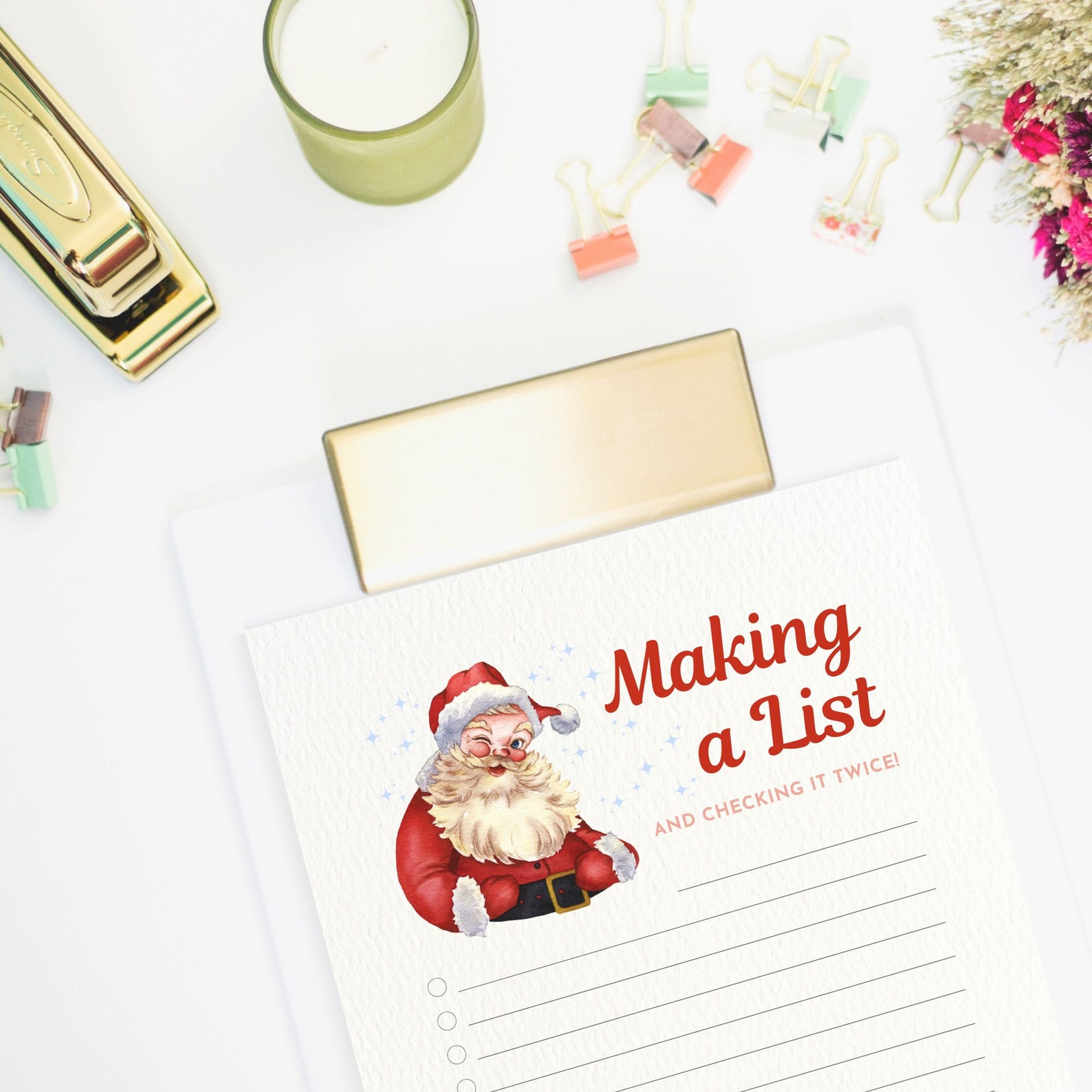 VINTAGE SANTA CHECKLIST, Christmas to Do List, Xmas Wish List, Holiday ...