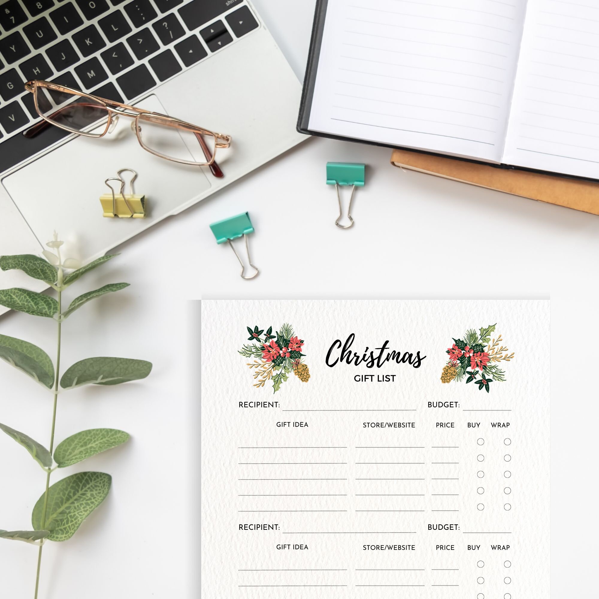 PRINTABLE CHRISTMAS LIST, Christmas Gift List, Gift Planning List ...