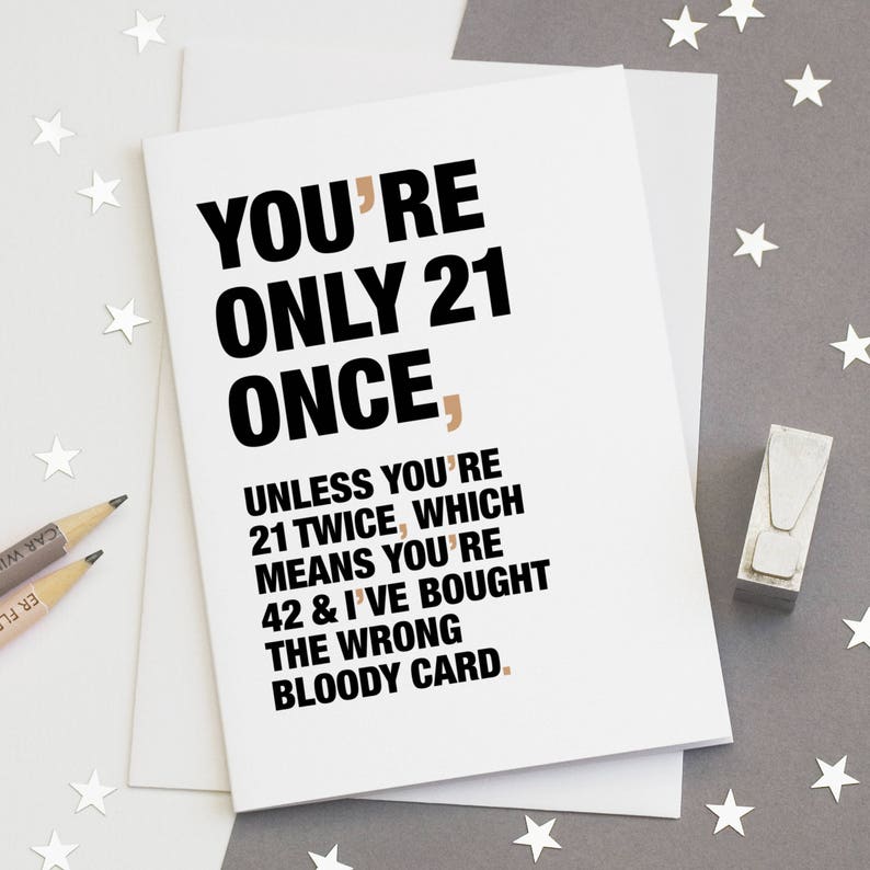 Funny 21st Birthday Card Sarcastic 21st Card Happy 21st Etsy