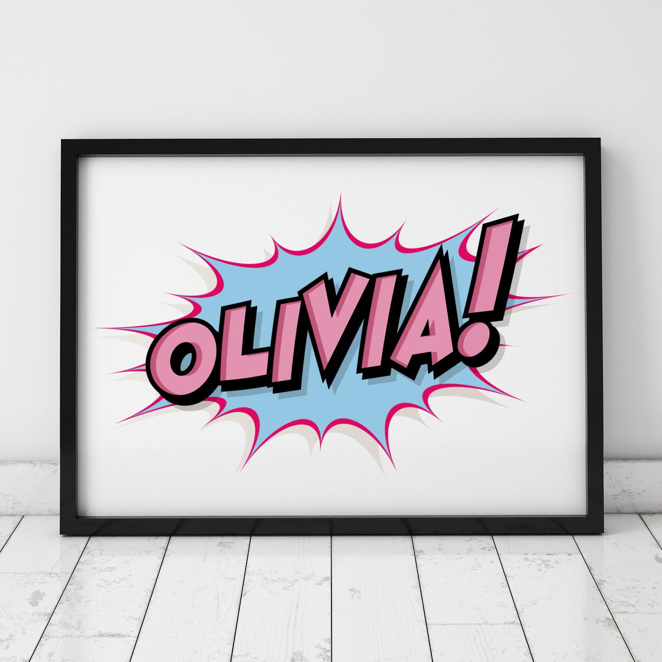Comic Book Art Comic Book Name Personalised Name Print Cartoon ...