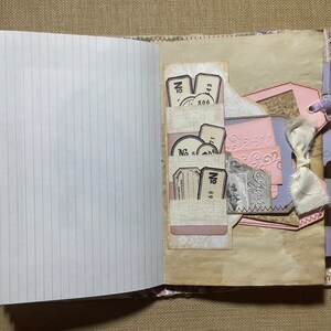 Floral Altered File Folder Junk Journal With Tags, Envelopes, Flips, Handmade Ephemera- Fabric ...