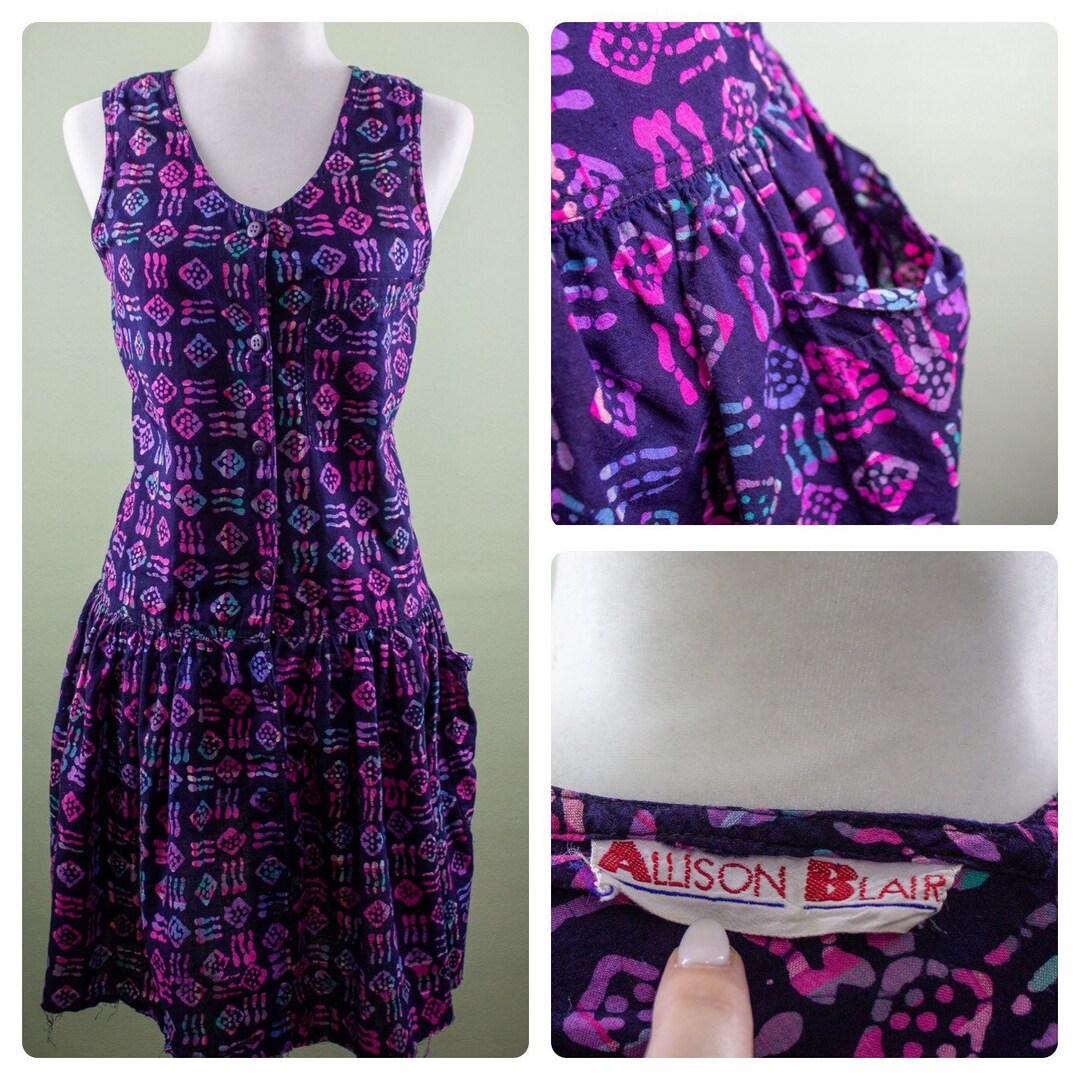 Vintage 1990s Allison Blair Navy and Pink Plaid Patterned - Etsy