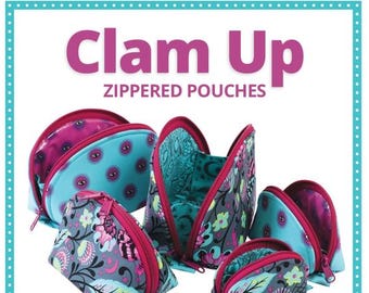 CLAM UP Zippered Pouches Sewing Pattern, by Annie Sewing Pattern, 5 ...