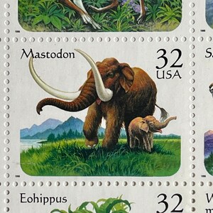 Prehistoric Animals Stamps, Sheet of 20, Unused US Postage Stamps, Extinct Animals, 32 Cent 1990 ...