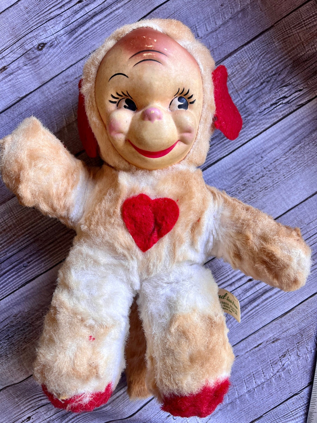 GUND Monkey Plush Stuffed Animal Hard Face Heart 10 Monki Big Eyes ...