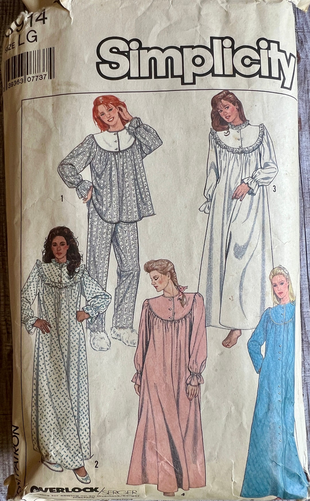 Simplicity Night Gown, Robe and Pajama Pattern 8914, Size Large - Etsy
