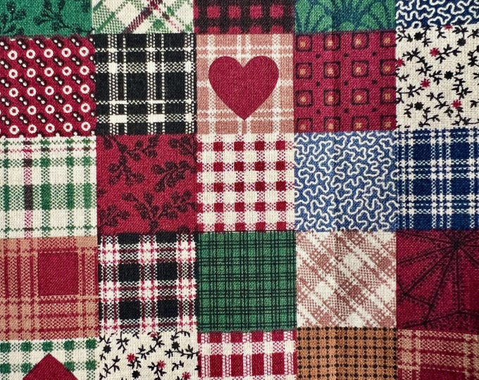 Red & Green Cheater Quilt Fabric Fat Quarter: Country Print Cotton - Etsy