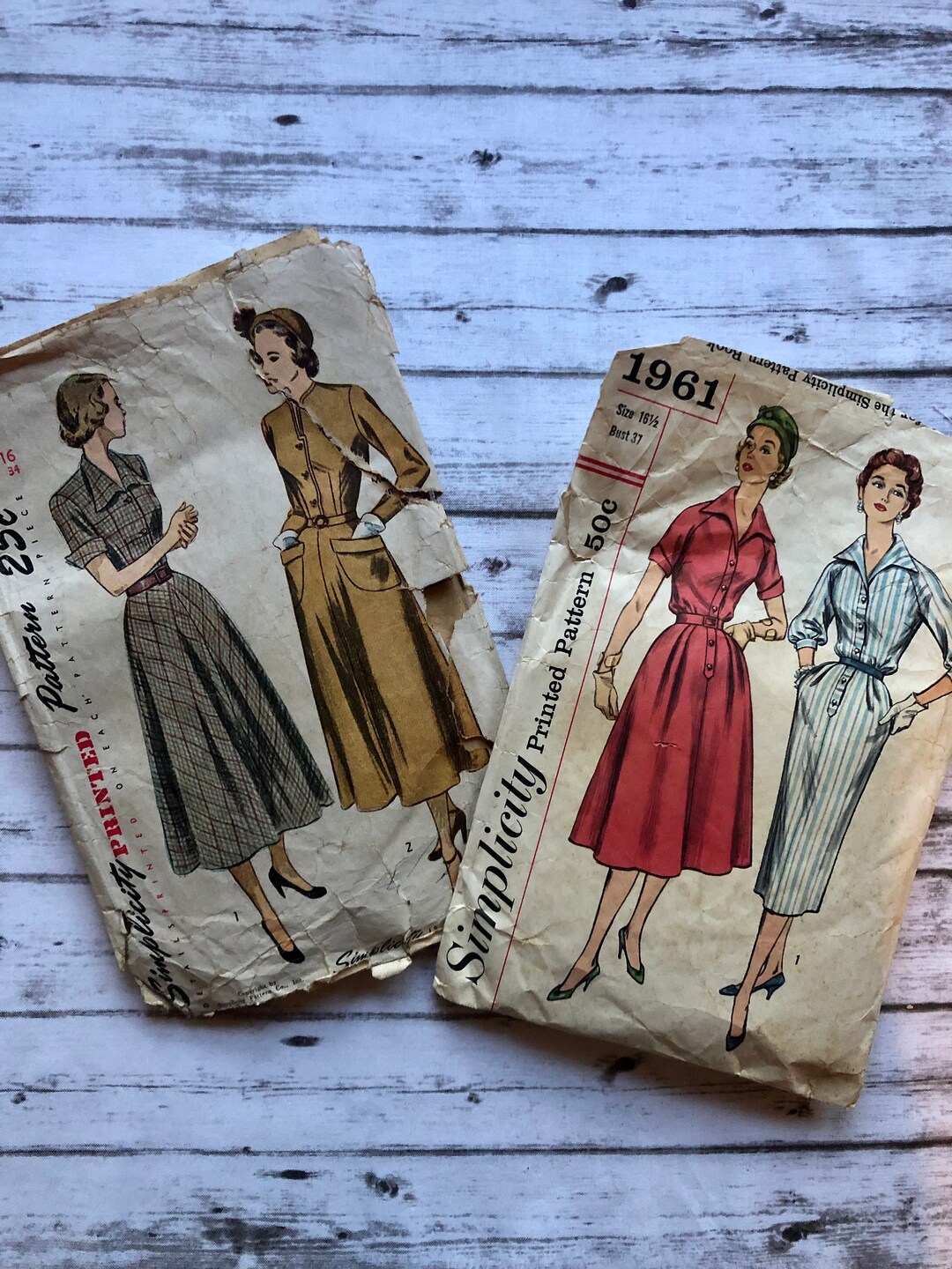 Two Vintage Simplicity Dress Patterns 1961 and 2617, 2 Patterns, Size ...
