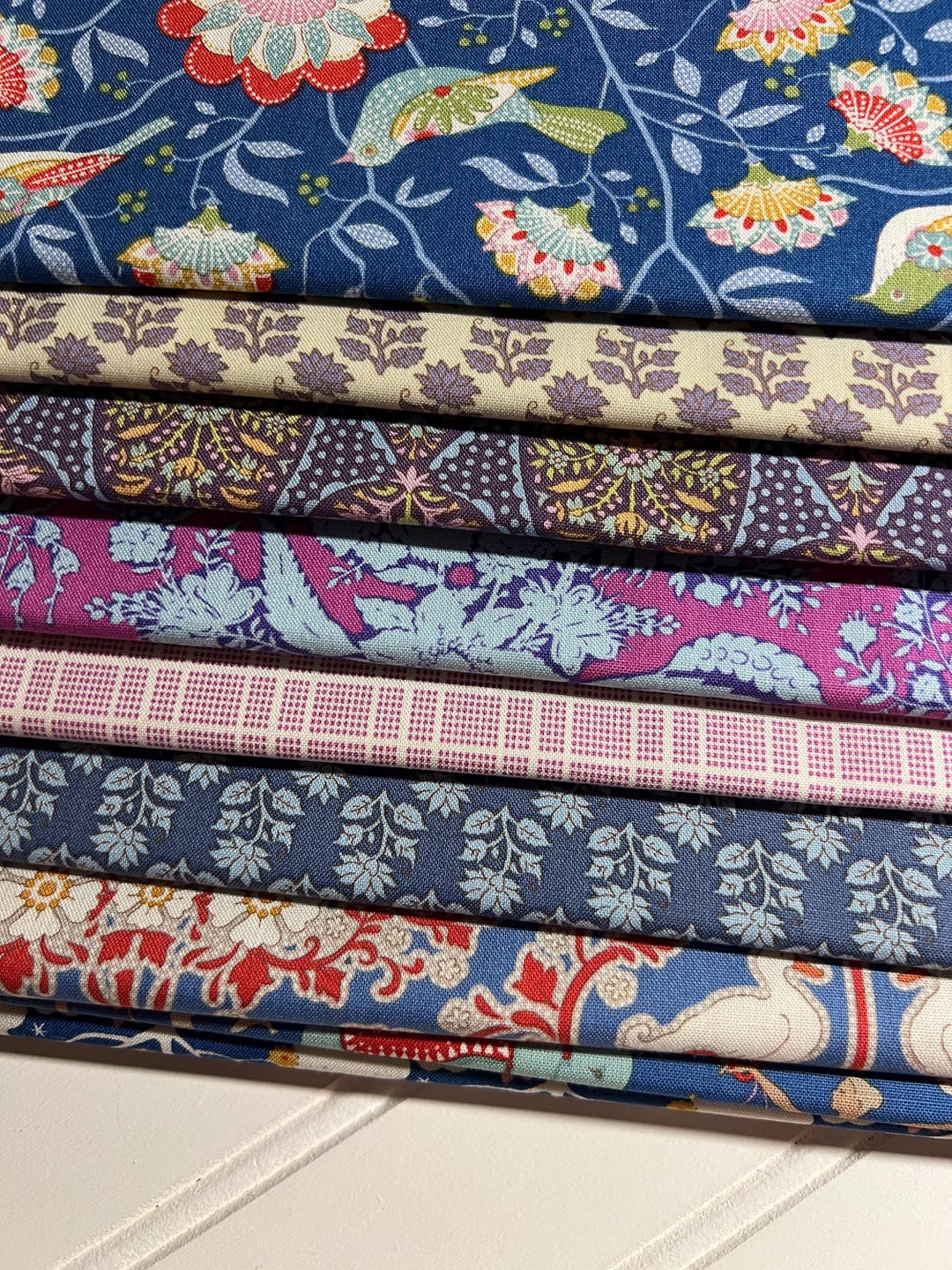 Vintage Tilda Blue and Purple 10pc Fat Quarter Bundle or Half Yard ...