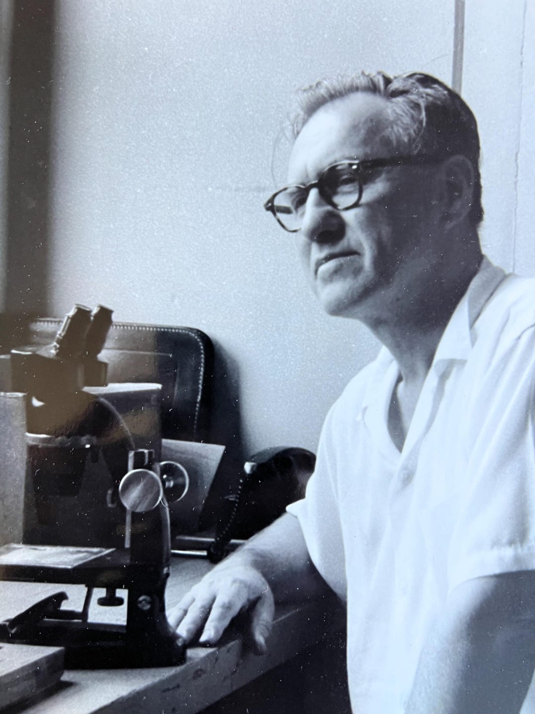 Vintage Scientist at Microscope Photo, Woods Hole, Mass., Marine ...