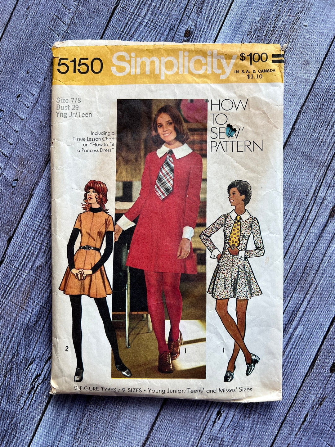 Simplicity Pattern 5150 for Mini Dress and Tie Size 7/8, Vintage 1970s ...