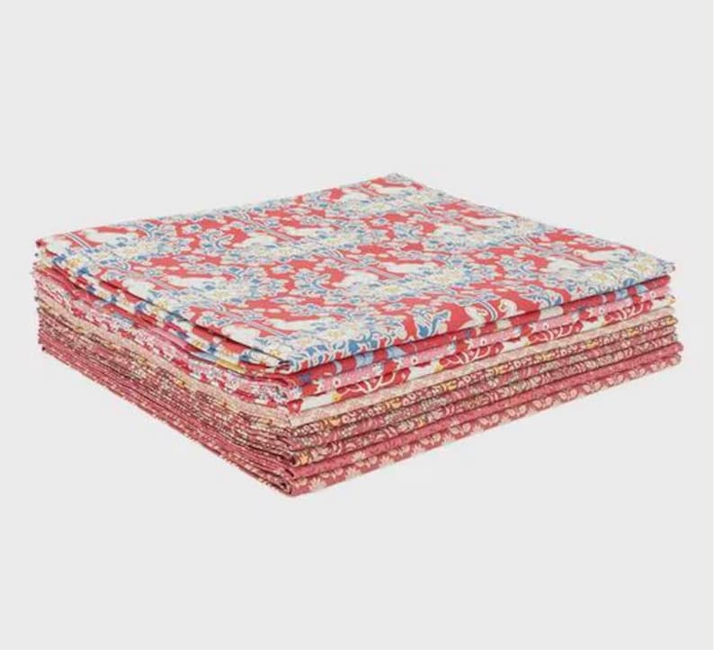 Vintage Tilda Red and Pink 10pc Fat Quarter Bundle or Half Yard Bundle ...