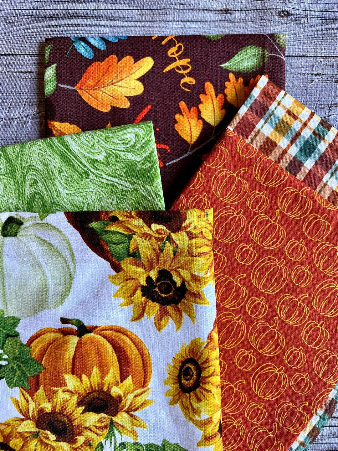 Fall Fabric Five Piece Bundle, 5 Fat Quarters, Fall Quilting, Craft and ...
