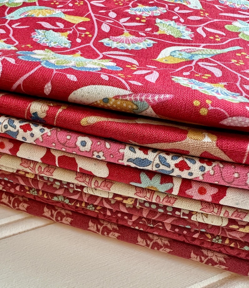 Vintage Tilda Red and Pink 10pc Fat Quarter Bundle or Half Yard Bundle ...