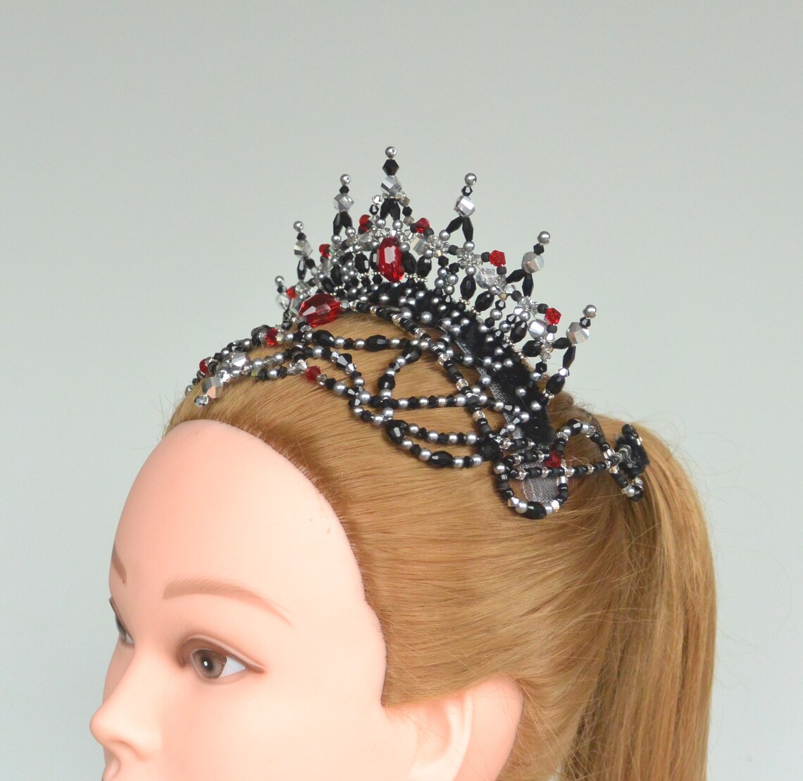 Ballet Headpiece. Black and Silver. Black Swan. Crystal Dance Crown ...