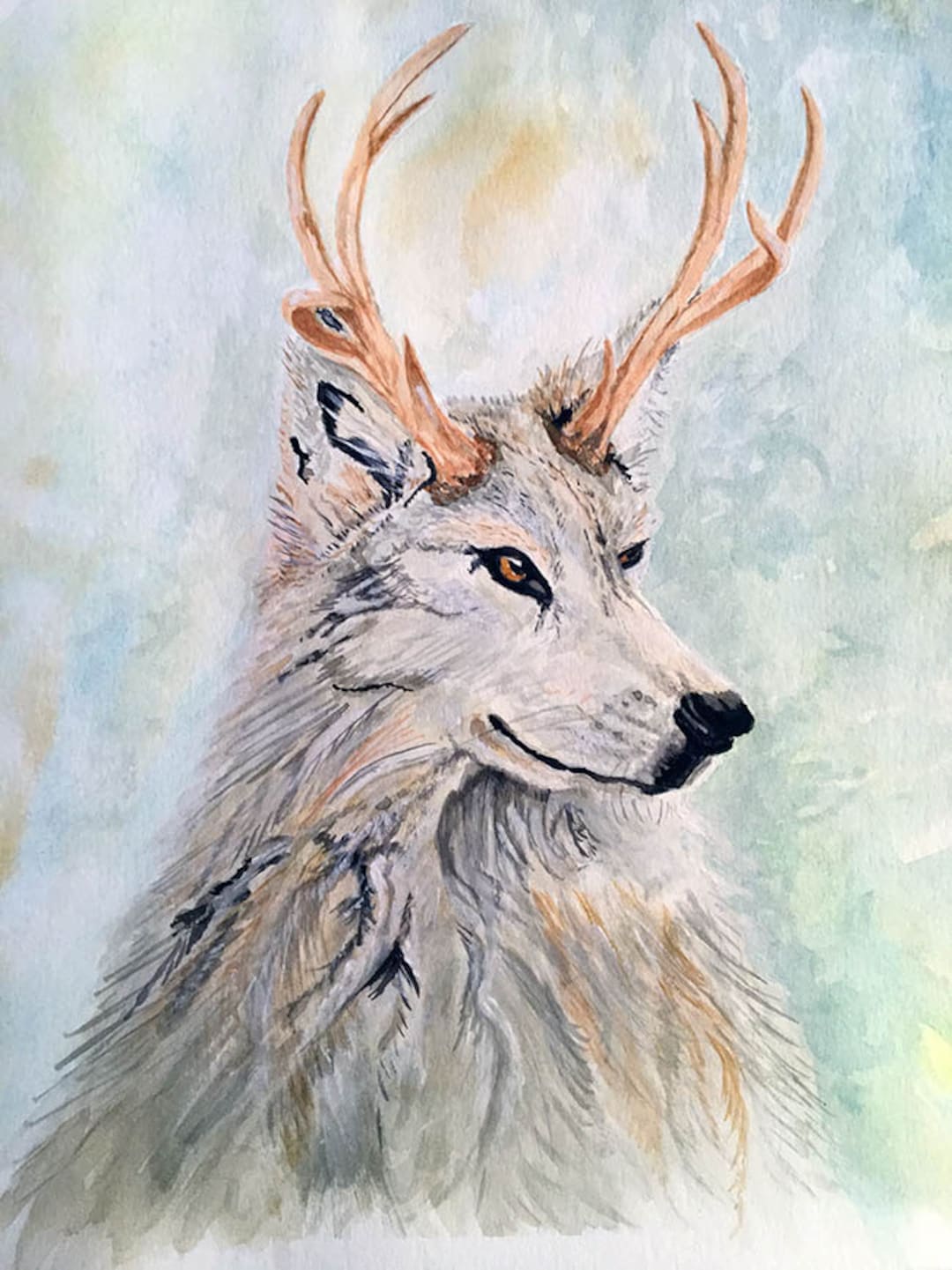 Fantasy Stag Wolf Art Print - Etsy