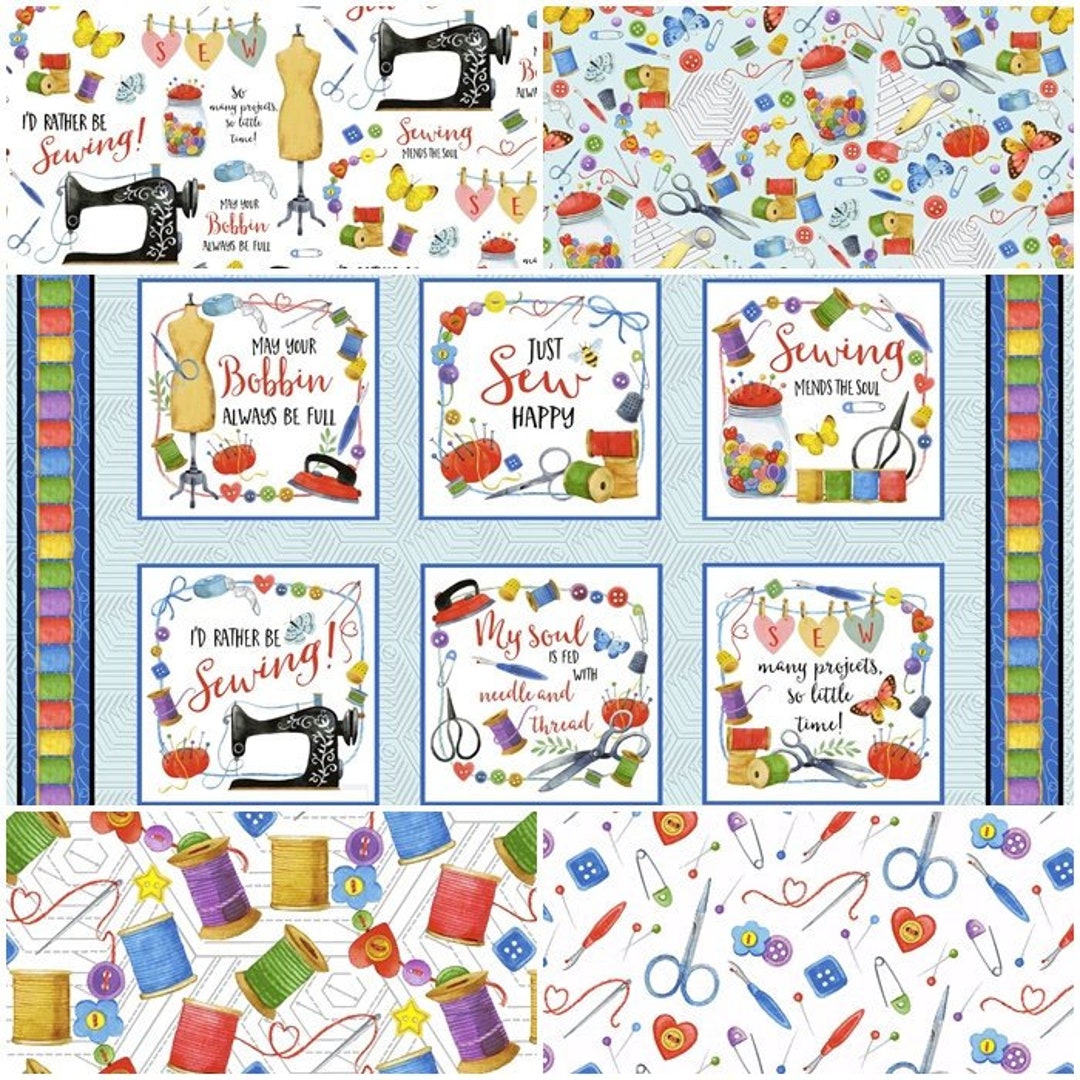 Just Sew Happy by Jan Alison for Henry Glass. Fat Quarter Bundle - Set ...