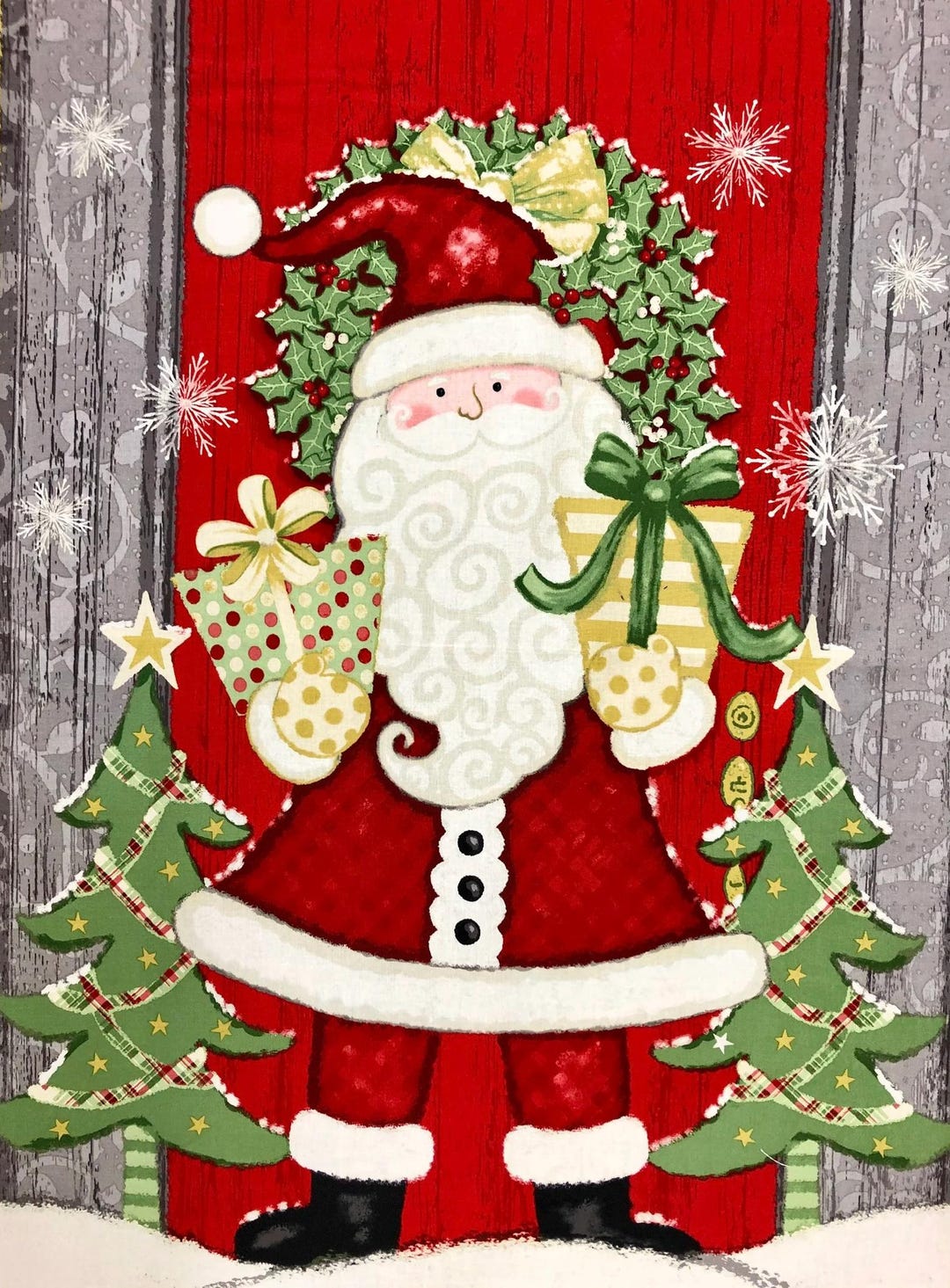 Winter Greetings by Studio E. Christmas Panel. Santa Panel. - Etsy