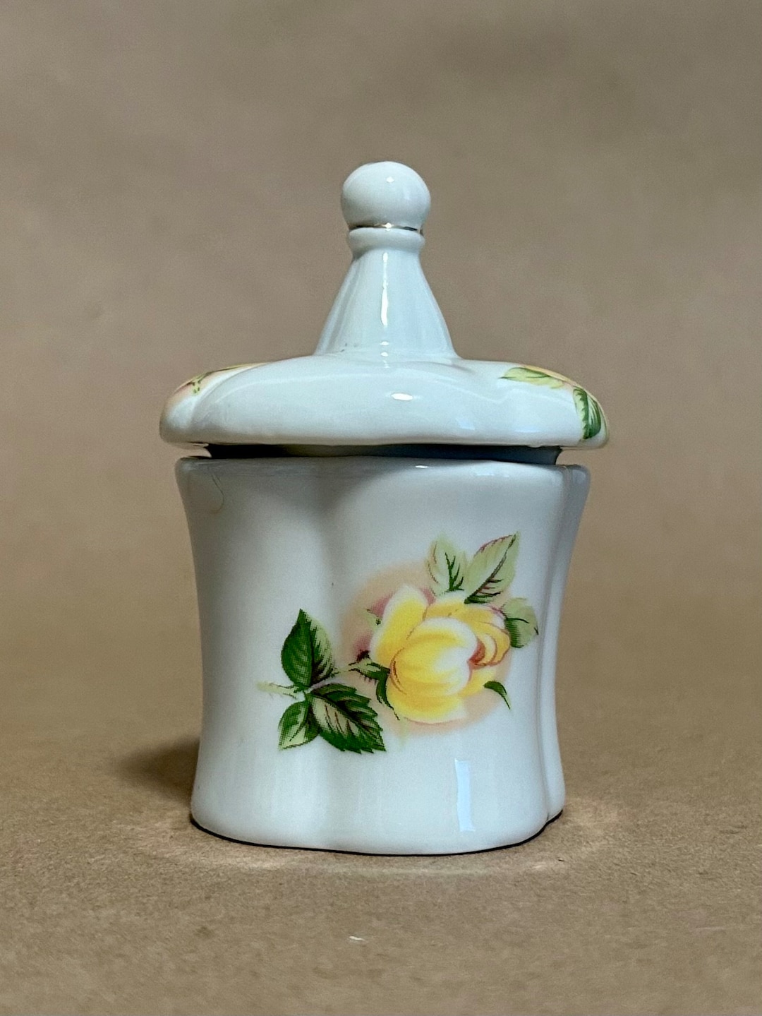 Vintage Genuine Porcelain Yellow Flower Trinket Box - Etsy