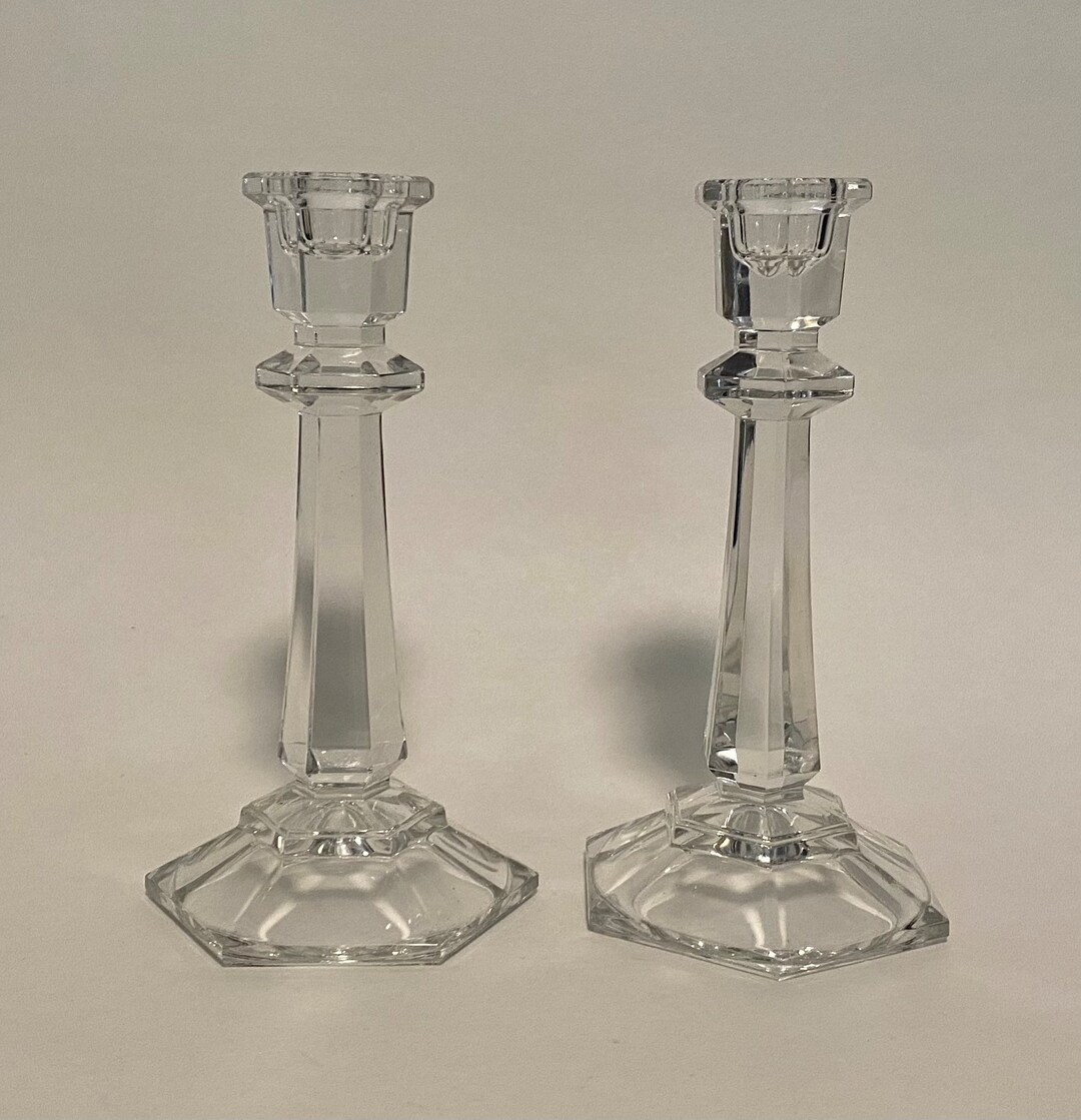 Vintage Crystal Candlestick Holder Set - Etsy