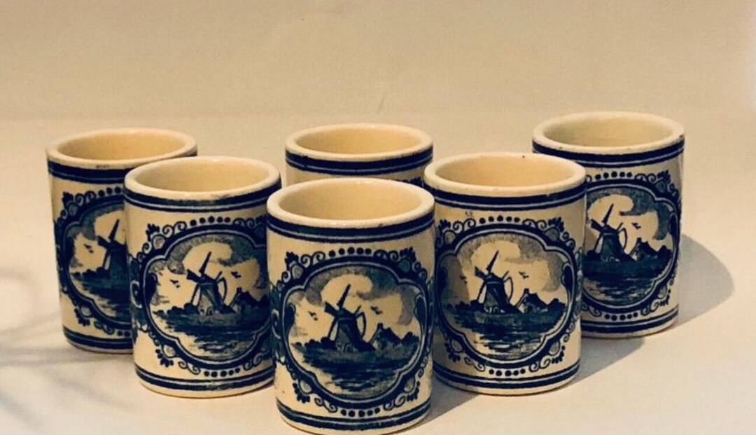 Vintage Blue Delft Shot Glass Set - Etsy