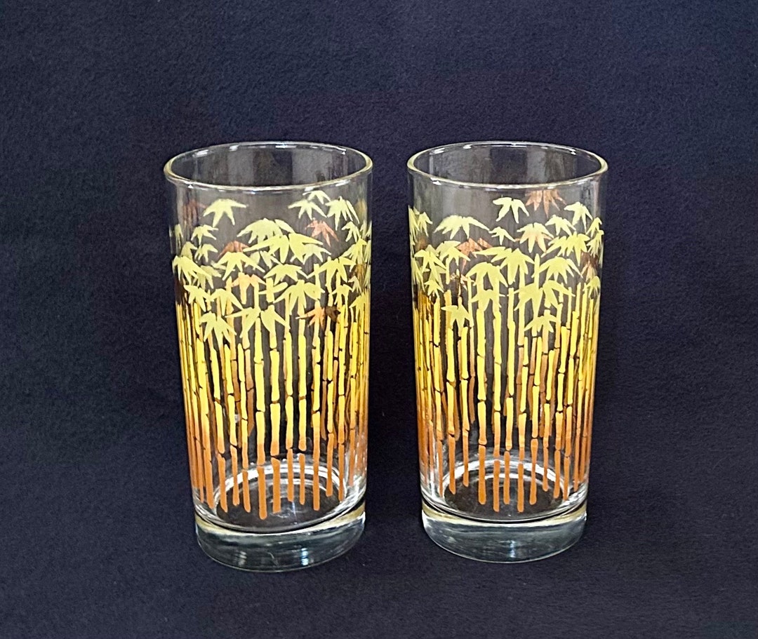 Vintage Bamboo Tiki Pattern Water Glass Set - Etsy