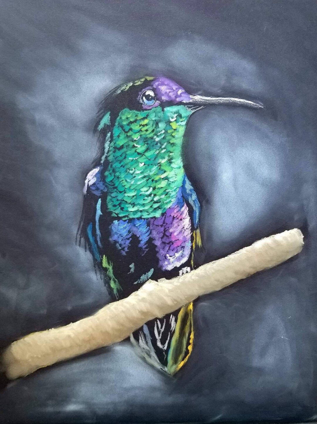 16x20" Original Hummingbird Pastel Drawing on Black Board - Etsy
