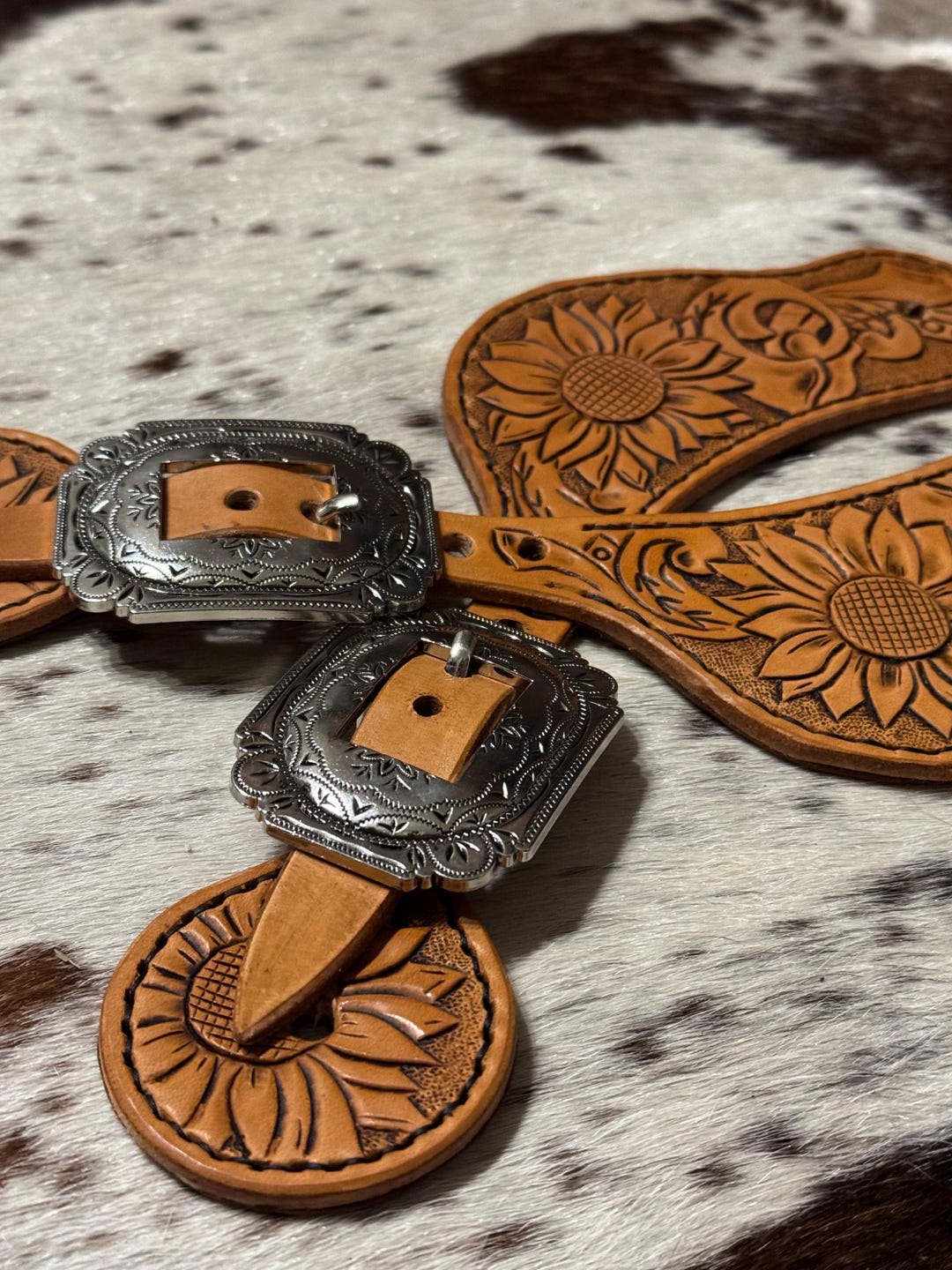 Tooled Leather Spur Straps Ladies Size Spur Straps Handmade Leather ...