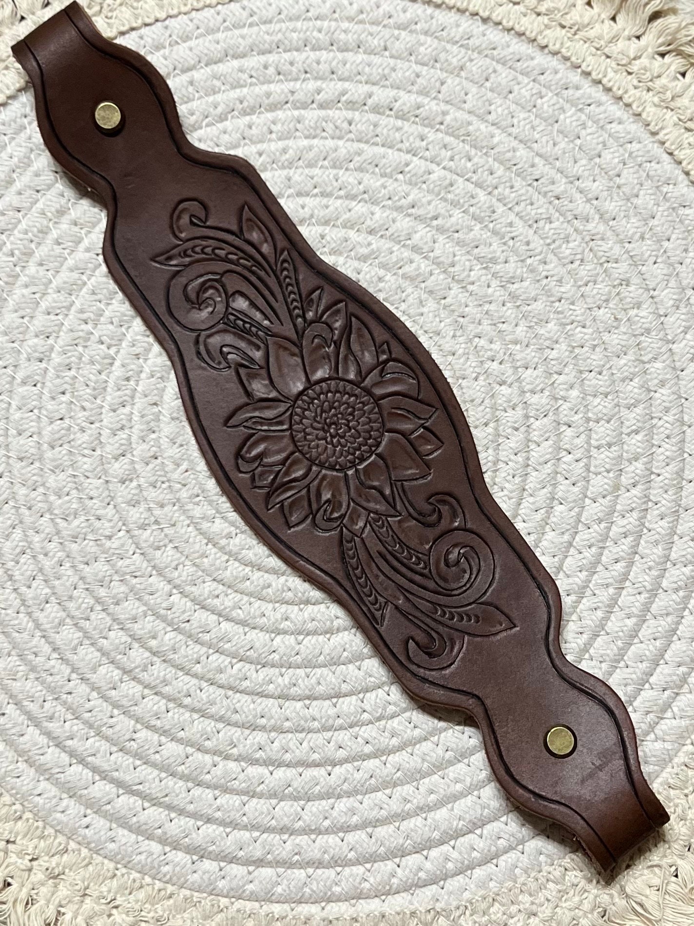 Leather Tooled Sunflower Bronc Halter Noseband - Etsy