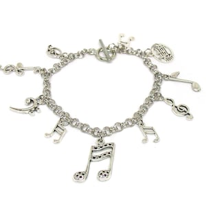 Music Charm Bracelet, Music Bracelet, Musical Notes Bracelet, Music ...