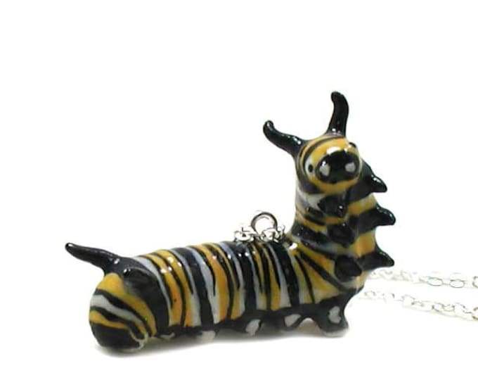 Monarch Caterpillar Necklace, Caterpillar Pendant, Caterpillar Jewelry ...