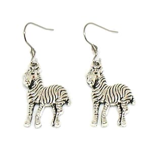 Zebra Earrings, Zebra Charm, Zebra Jewelry, Silver Zebra, Zoo Earrings ...