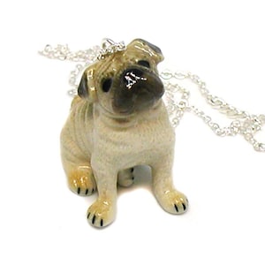 Pug Dog Necklace, Pug Charm Necklace, Pug Dog Jewelry, Pug Dog Pendant ...