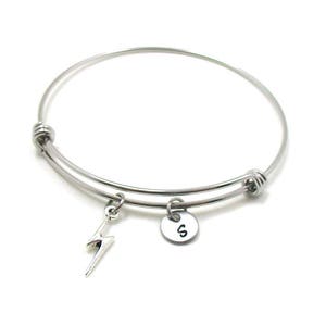 Lightning Bolt Bangle, Lightning Bolt Charm Bracelet, Expandable Bangle ...