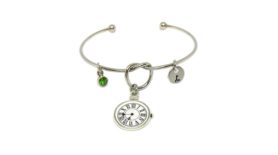 Clock Knot Bracelet, Personalized Clock Jewelry, Clock Face Knot Bangle ...