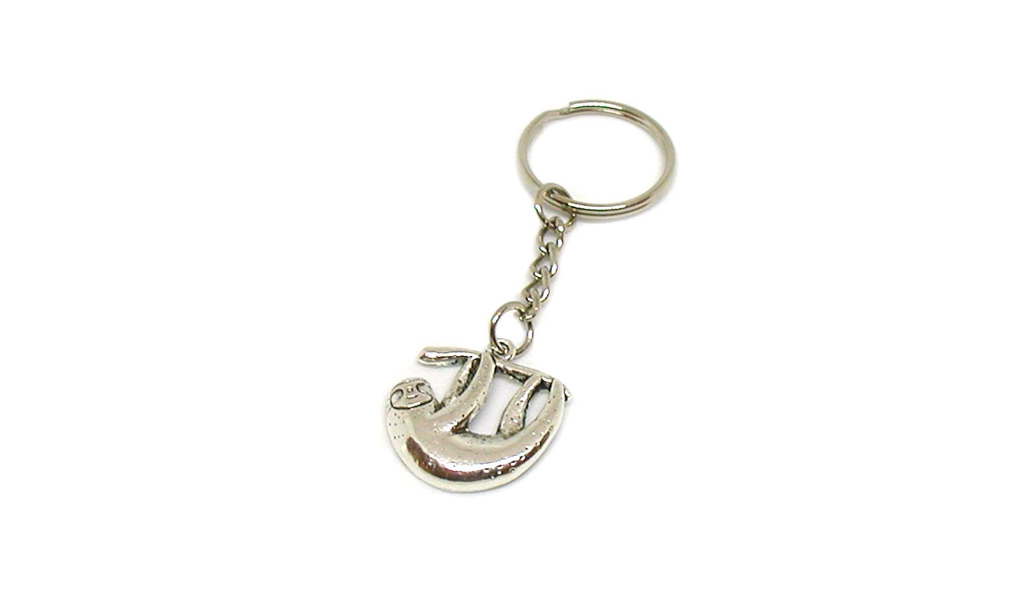 Sloth Keychain Sloth Key Ring Silver Sloth Charm Sloth | Etsy