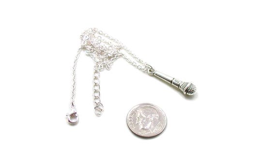 Microphone Necklace Music Charm Microphone Pendant Music Necklace Microphone Charm Mic Necklace Silver Microphone Microphone Jewelry Etsy