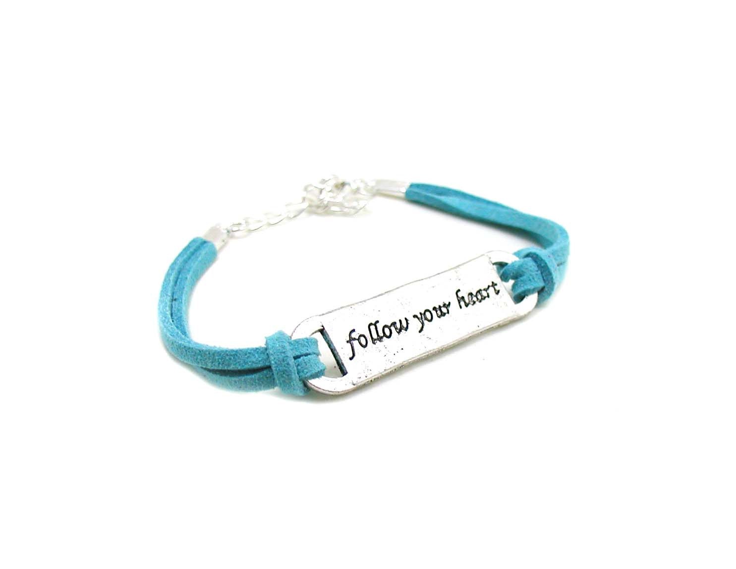 Follow Your Heart Faux Suede Bracelet Faux Suede Charm - Etsy UK