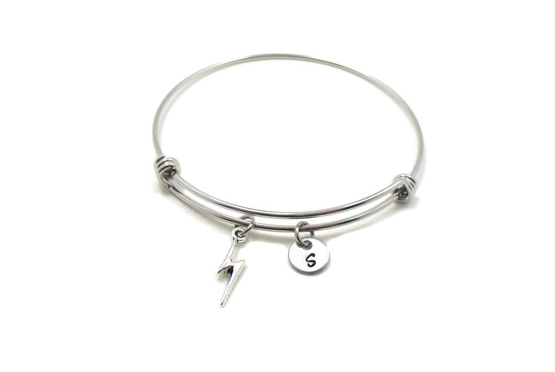 Lightning Bolt Bangle, Lightning Bolt Charm Bracelet, Expandable Bangle ...