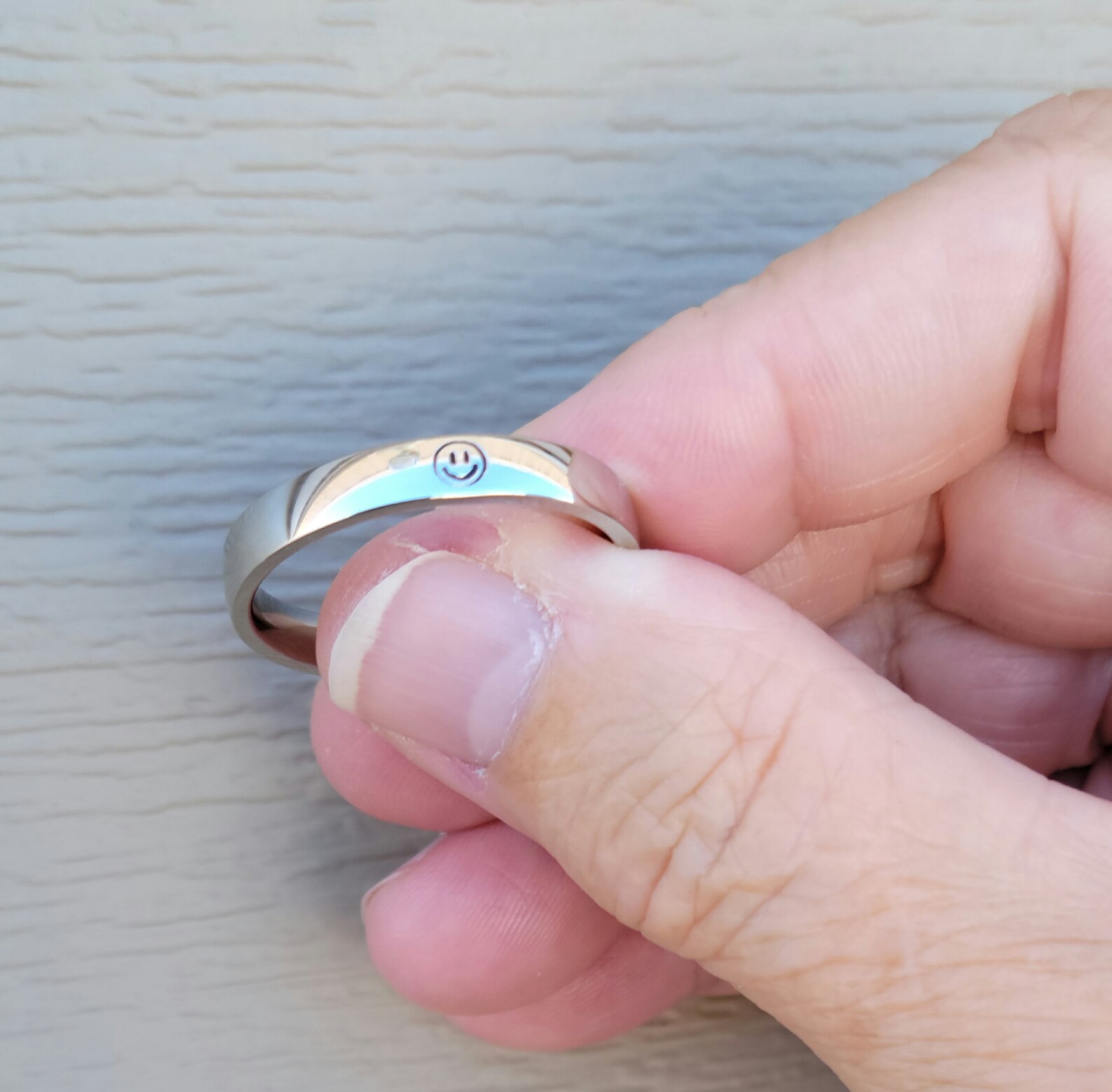 Smiley Face Ring, Custom Name Ring, Hand Stamped Ring, Stainless Steel ...