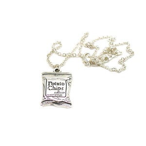 Potato Chip Bag Necklace, Bag of Chips Necklace, Charm Necklace, Food ...