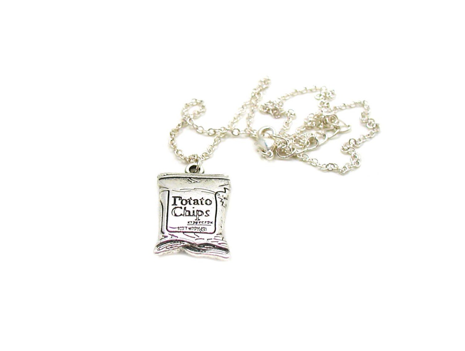 Potato Chip Bag Necklace, Bag of Chips Necklace, Charm Necklace, Food ...