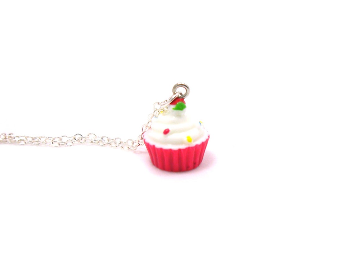 Vanilla Cupcake Necklace, Cupcake Necklace, Charm Jewelry, Birthday ...