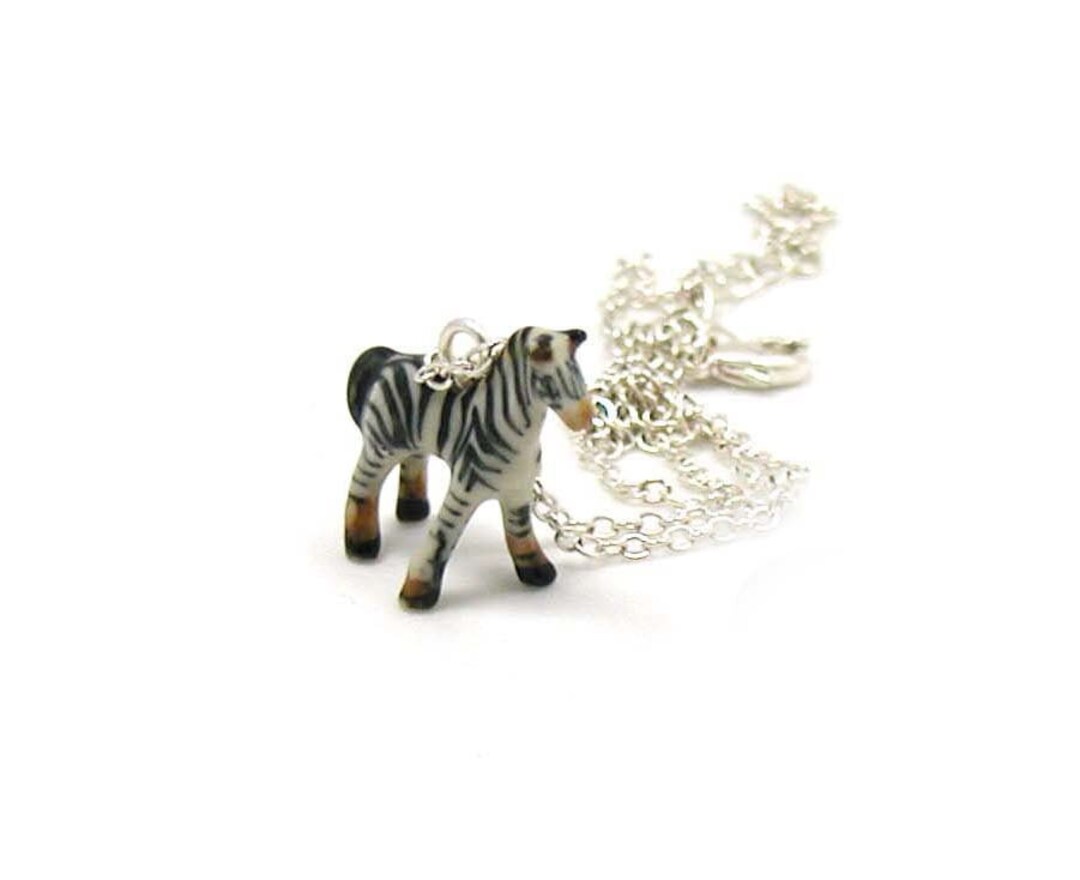 Zebra Necklace, Charm Necklace, Charm Jewelry, Zebra Pendant, Zebra ...